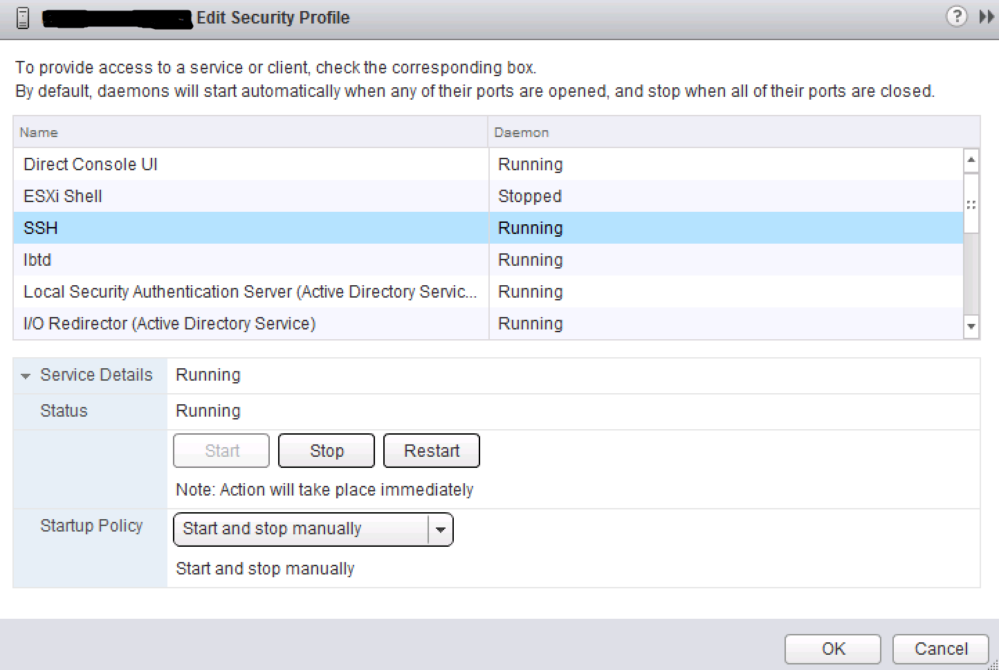 Configure And Report The Esxi Host Tsm Ssh Service Using Powercli Virtualization Dbaas