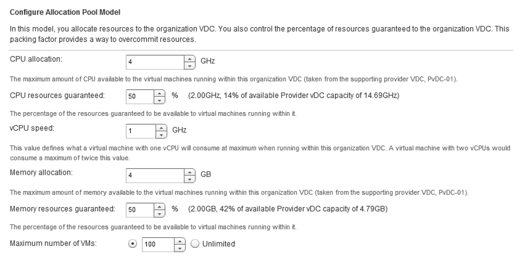 Vcloud Director Allocation Model Settings Allocation Pool Virtualization Dbaas And Whatever