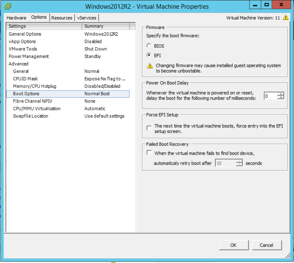 Import Windows Virtual Machine Using EFI Boot From VMware ESXi To ...